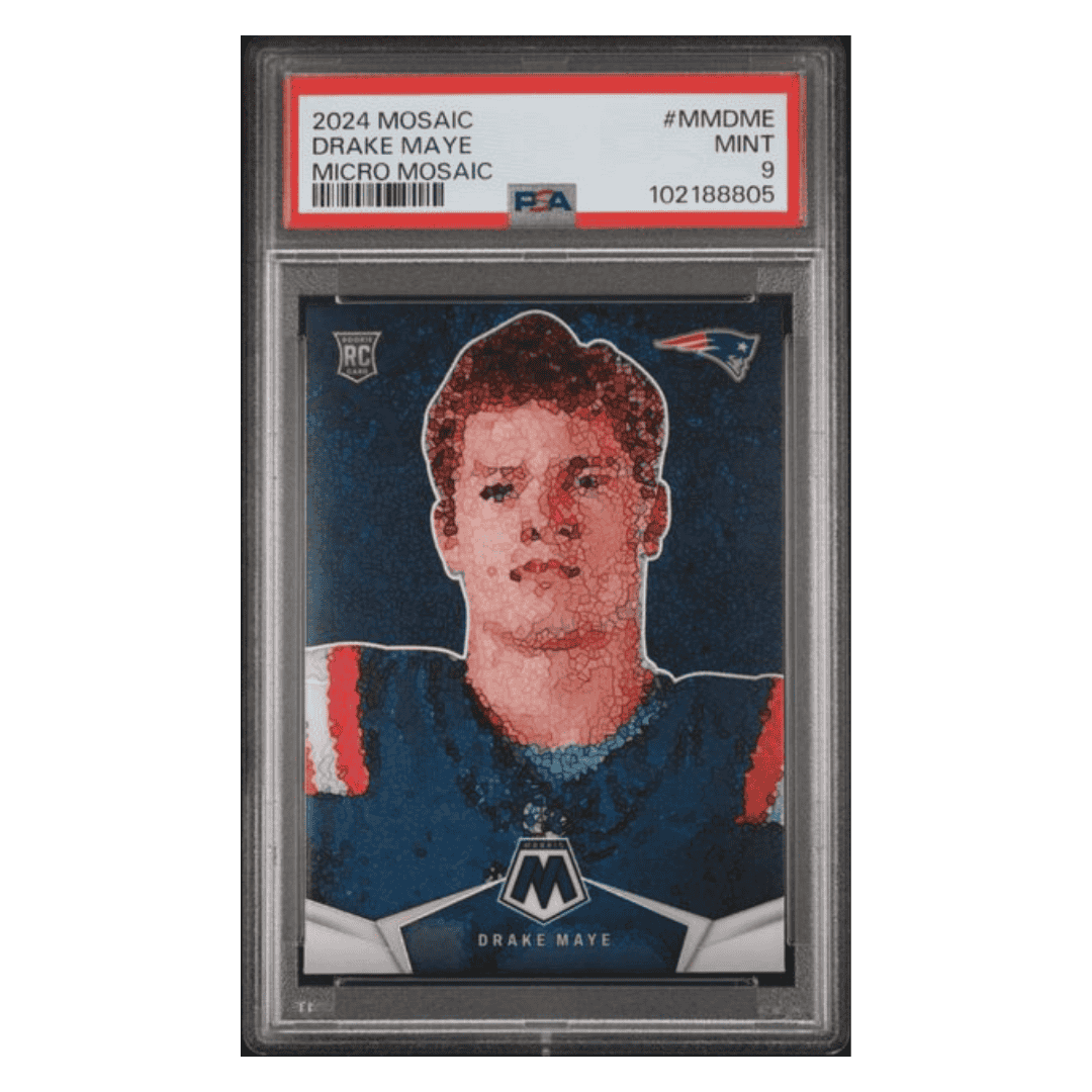 Drake Maye PSA 9 2024 Panini Mosaic Micro Mosaic Rookie RC Case Hit Ca ...