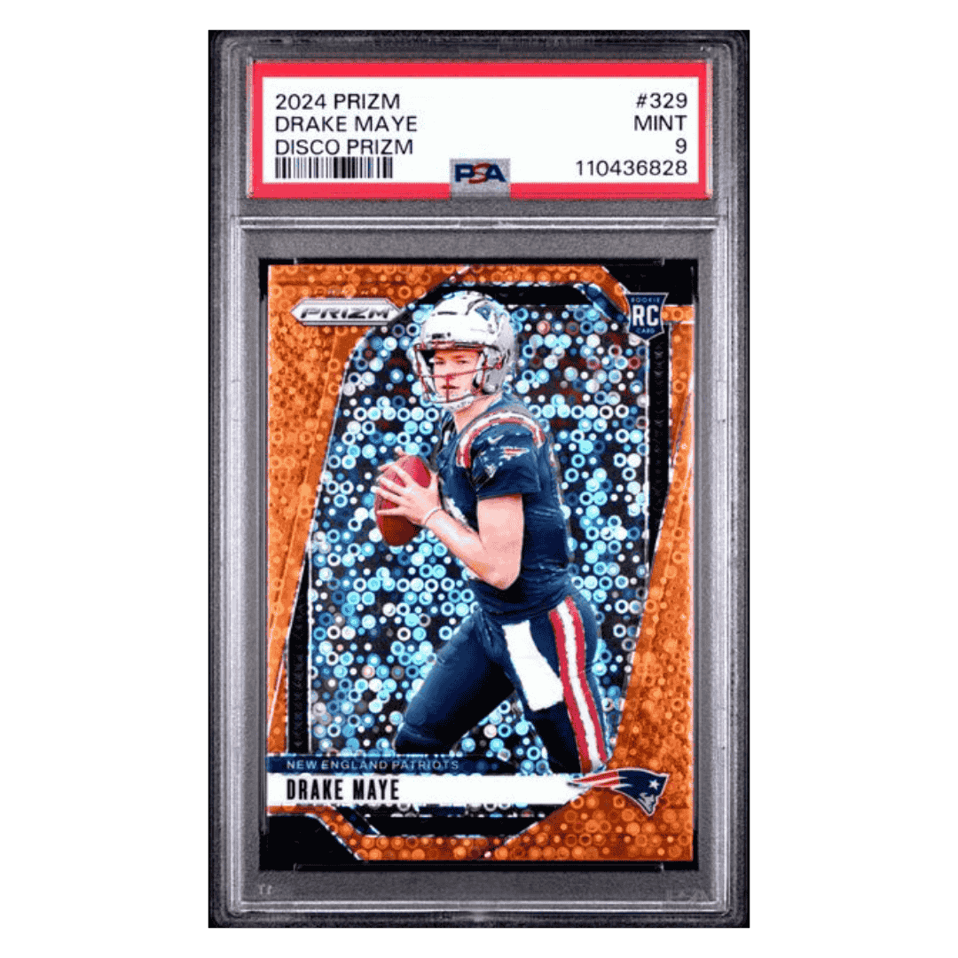 Drake Maye PSA 9 2024 Panini Prizm Disco Rookie RC Card #329 – Fan Cave