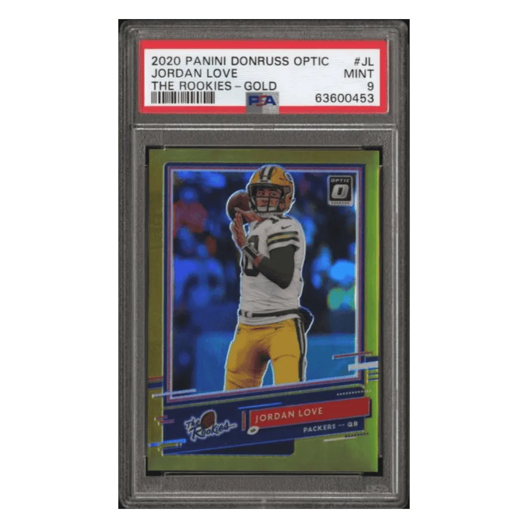 Jordan Love PSA 9 2020 Panini Donruss Optic The Rookies Gold #d/ 10 Ca ...
